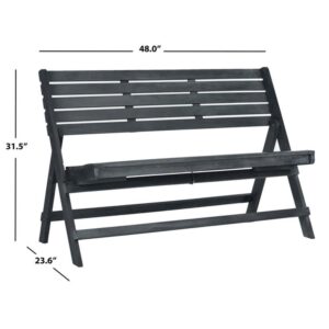 SAFAVIEH Outdoor Collection Luca Dark Slate Grey Folding Bench