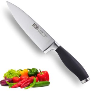 taylors eye witness syracuse chefs/cooks kitchen knife - professional 15cm/6 inch cutting edge, multi use. precision ground, razor sharp, ultra fine blade. soft textured grip matte black handle.