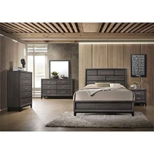 Acme Valdemar Metal and Wood 2-Drawers Nightstand in Weathered Gray