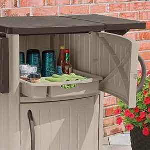 Suncast New Portable Outdoor Patio Prep Serving Station Table & Cabinet (2 Pack)