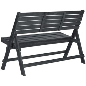 SAFAVIEH Outdoor Collection Luca Dark Slate Grey Folding Bench