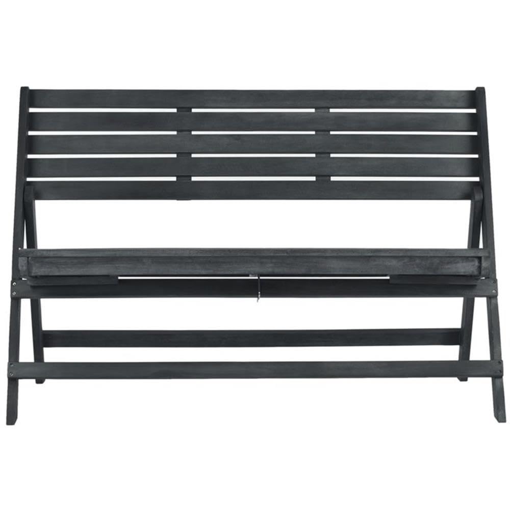 SAFAVIEH Outdoor Collection Luca Dark Slate Grey Folding Bench