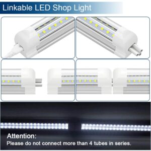 JESLED LED Shop Light 8FT, 72W 6500K Cool White, 9000LM High Output, V Shape, T8 Linkable 8 Foot LED Tube Lights for Garage, Warehouse, Plug and Play, Clear Cover (6-Pack)