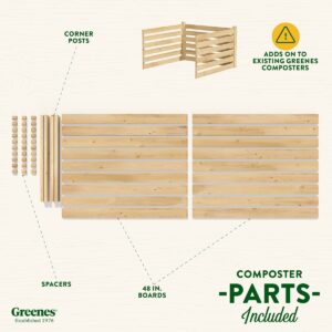 Greenes Fence Cedar Wood Composter Add-On Kit, 48" L x 48" W x 31" H / 309.17 gallons - Made in USA with North American Cedar