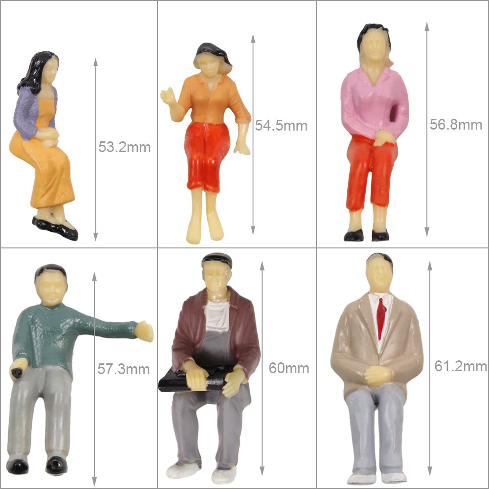 P2525 12pcs Model Trains Architectural 1:25 Scale Painted Figures G Scale Sitting and Standing People Model Railway Layout New