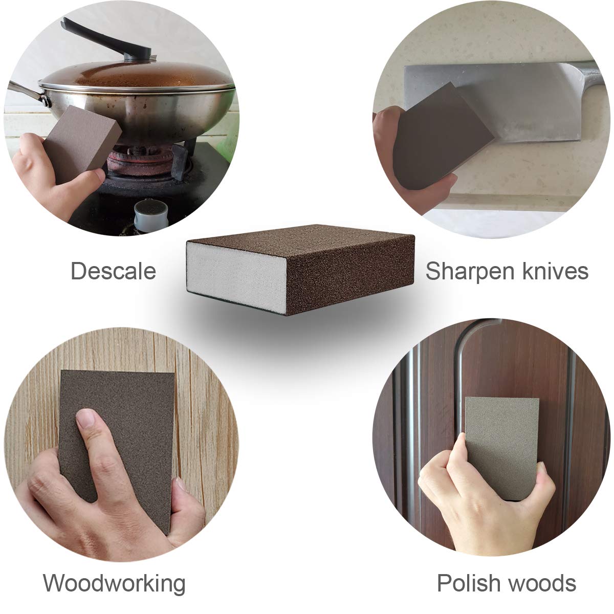 8 PCS Sanding Sponge Assortment, 2 PCS Each of 120 220 320 400 Grit -Coarse Medium Fine Hand Sanding Block Sandpaper Sponge for Metal Wood-Working Home Cleaning Drywall