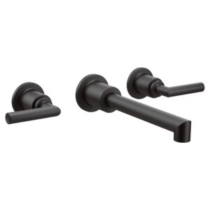 moen ts43003bl arris two-handle wall mount bathroom faucet trim, valve required, matte black