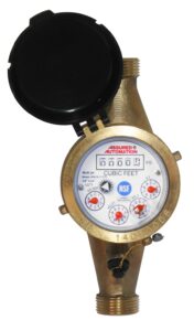 1/2” water meter: lead free brass, nsf certified, multi-jet, cubic feet (horizontal installation)