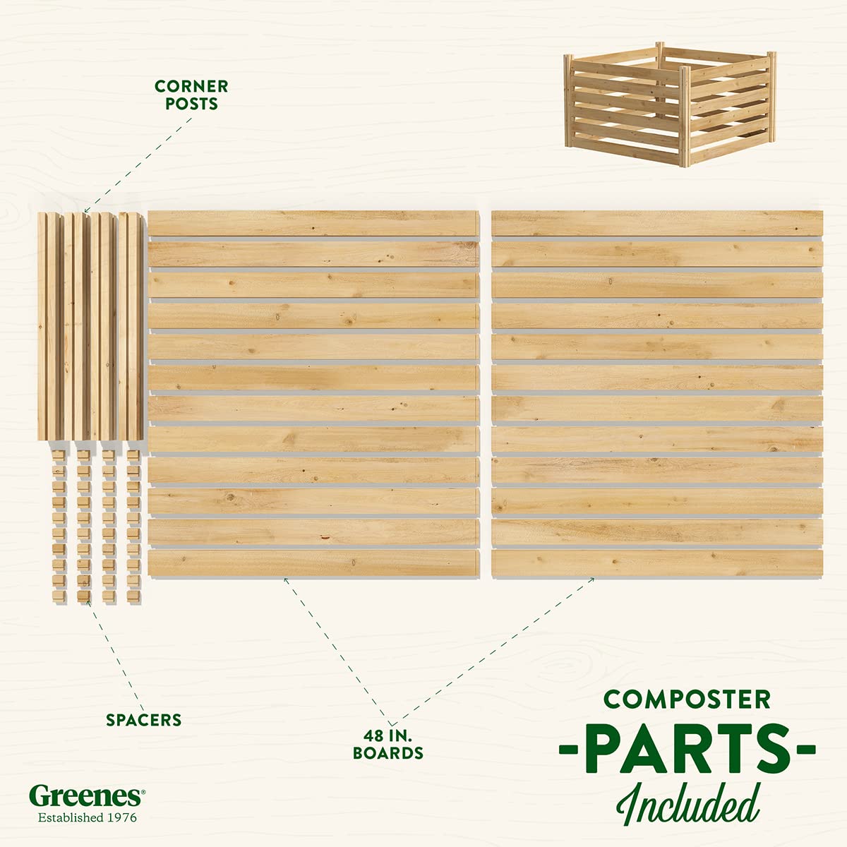 Greenes Fence Cedar Wood Composter, 48" L x 48" W x 31" H / 309.17 gallons - Made in USA with North American Cedar