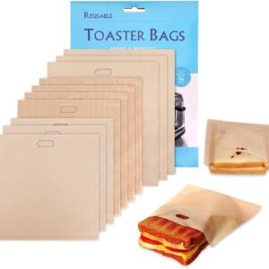 10 Toaster Bags Reusable grilled cheese bags Non Stick Toaster Bag for Sandwiches, Chicken, Nuggets, Panini and Garlic Toasts