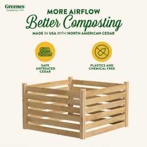 Greenes Fence Cedar Wood Composter, 48" L x 48" W x 31" H / 309.17 gallons - Made in USA with North American Cedar