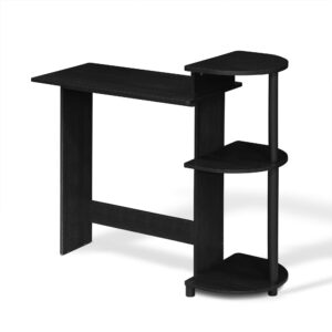 furinno compact computer desk with shelves, round side, americano/black