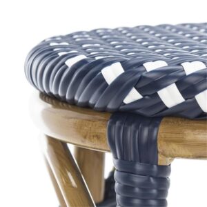 SAFAVIEH Outdoor Collection Kipnuk Navy and White and Light Brown Indoor/Outdoor Stacking Bar Stool