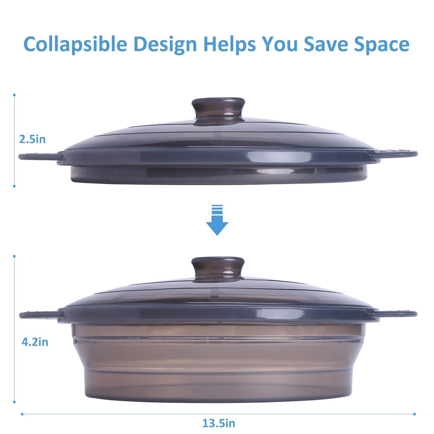 Microwave Steamer Cooker Collapsible Bowl-Silicone Steamer Cookware with Handle Lid for Vegetables Fish Prep Meal Food with Removable Rack BPA Free, Easy to Store, Freezer & Dishwasher Safe, Large