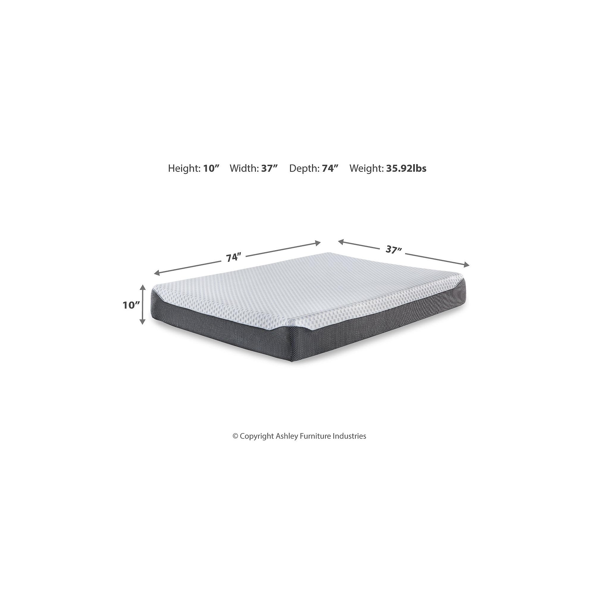 Signature Design by Ashley Twin Size Chime Elite 10 Inch Plush Green Tea & Charcoal Gel Memory Foam Mattress with Micro Cool Cover