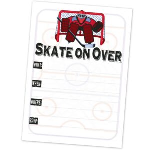 Hockey Birthday Party Invitations for Kids (20 Count with Envelopes) - Fill in the Blank Invites for Ice Hockey Player - Goalie - Winter Sports