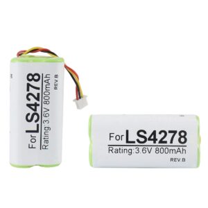 2-pack battery for motorola symbol ls4278 ls4278-m li4278 ds6878 barcode scanner 800mah 3.6v ni-mh pn 82-67705-01 btry-ls42raaoe-01