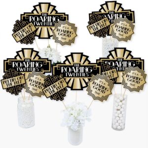 Big Dot of Happiness Roaring 20's - 1920s Art Deco Jazz Party Centerpiece Sticks - Table Toppers - Set of 15