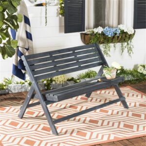 SAFAVIEH Outdoor Collection Luca Dark Slate Grey Folding Bench