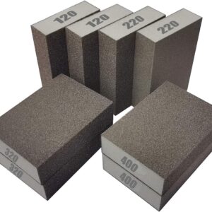 8 PCS Sanding Sponge Assortment, 2 PCS Each of 120 220 320 400 Grit -Coarse Medium Fine Hand Sanding Block Sandpaper Sponge for Metal Wood-Working Home Cleaning Drywall