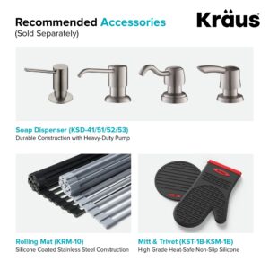 KRAUS 18 x 18 inch Standart PRO™ Drop-In Top Mount 16 Gauge Single Bowl 1-Hole Stainless Steel Kitchen Sink Set (5 Item Bundle: Sink, Bottom Grid, Drain Assembly, Drain Cap, Kitchen Towel), KHT301-18