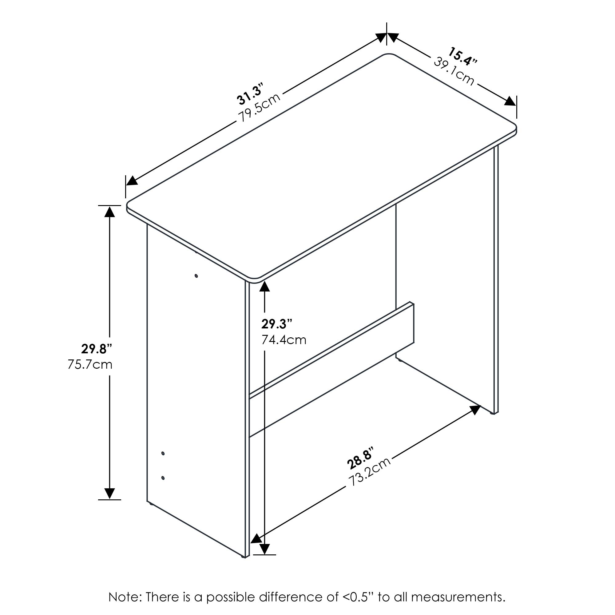 FURINNO Simplistic Study Table, Pink, 15.5 in x 31.5 in x 29.75 in (D x W x H)