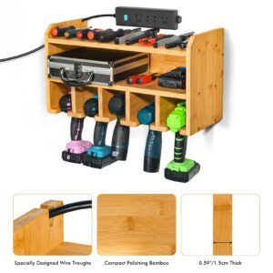 XCSOURCE Drill Charging Station | Drill Storage | Wall Mounted | Power Tool Storage | Power Drill Toolbox Screwdriver Cordless Drill Organizer - Tool Parts Craft Organizer Wooden