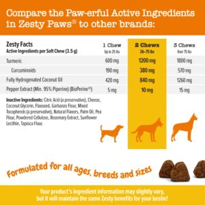 Zesty Paws Turmeric Curcumin for Dogs - for Hip & Joint Mobility Supports Canine Digestive Cardiovascular & Liver Health - Coconut Oil for Skin Health with 95% Curcuminoids + BioPerine Bacon, 90 Count