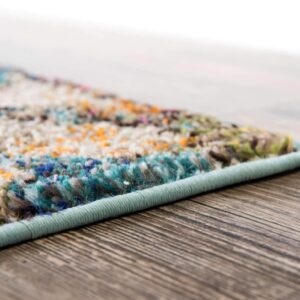 Unique Loom Vita Collection Traditional Over-Dyed Saturated Floral Medallions Area Rug (3' 3 x 5' 3 Rectangular, Turquoise/Ivory)