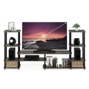 FURINNO Turn-N-Tube Grand Entertainment Center, French Oak Grey/Black