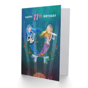 Wee Blue Coo Mermaid Music Birthday 11th Greetings Card