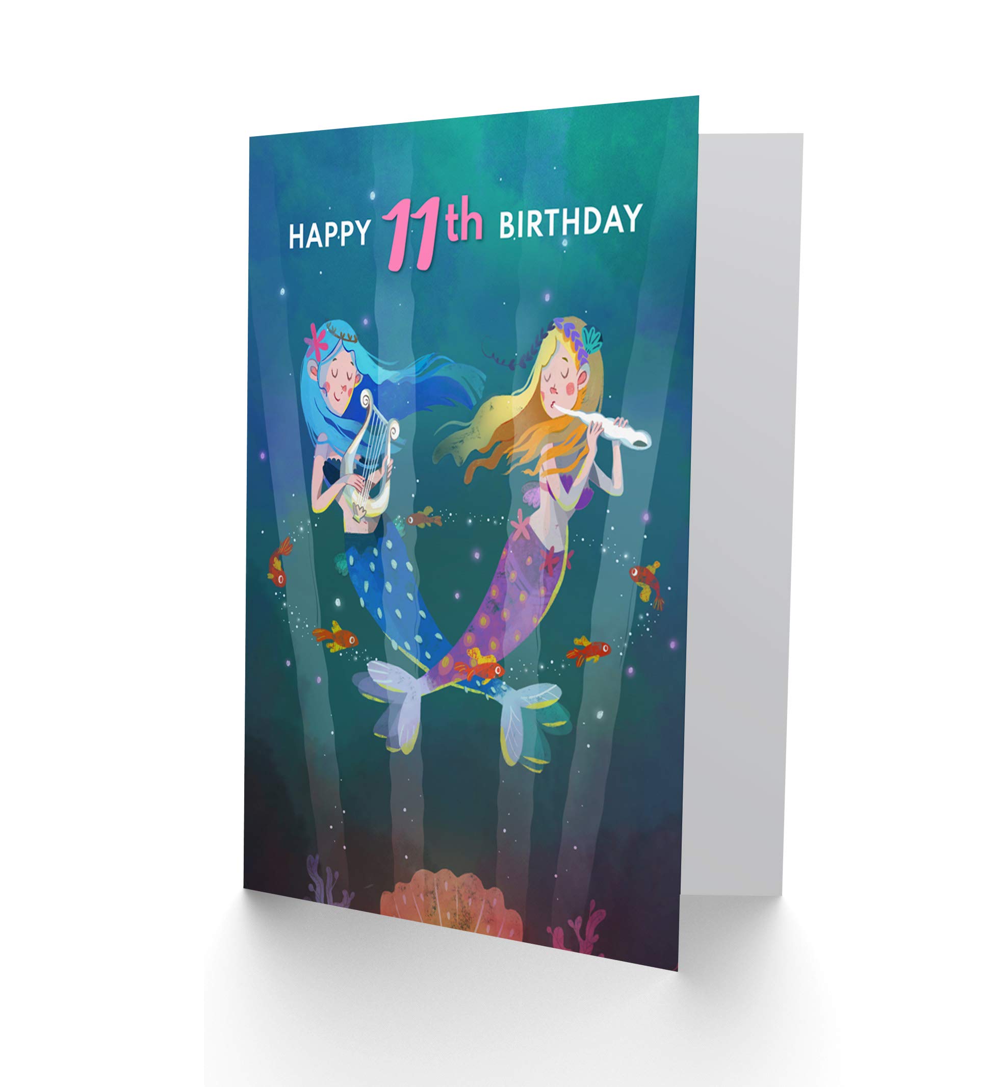 Wee Blue Coo Mermaid Music Birthday 11th Greetings Card