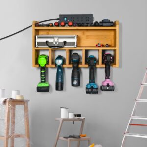 XCSOURCE Drill Charging Station | Drill Storage | Wall Mounted | Power Tool Storage | Power Drill Toolbox Screwdriver Cordless Drill Organizer - Tool Parts Craft Organizer Wooden