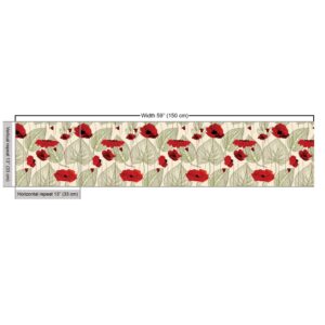 Ambesonne Poppy Flower Fabric by The Yard, Sketchy Tree Leaves Rural Floral Growth Botany Nature Inspired, Decorative Fabric for Upholstery and Home Accents, 5 Yards, Fern Green