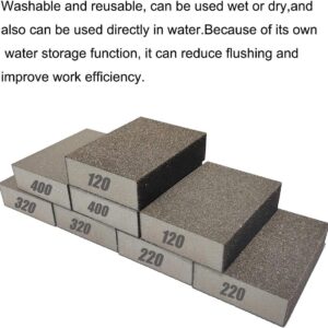 8 PCS Sanding Sponge Assortment, 2 PCS Each of 120 220 320 400 Grit -Coarse Medium Fine Hand Sanding Block Sandpaper Sponge for Metal Wood-Working Home Cleaning Drywall