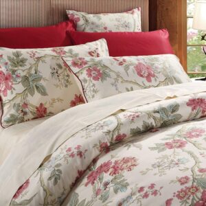 brandream eastern floral chinoiserie blossom print duvet quilt cover king size asian style botanical tree branches ornamental drawing 800tc egyptian cotton 3pc bedding set peony (king)