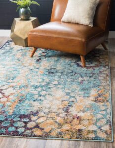 unique loom vita collection traditional over-dyed saturated floral medallions area rug (3' 3 x 5' 3 rectangular, turquoise/ivory)