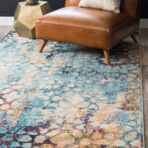 Unique Loom Vita Collection Traditional Over-Dyed Saturated Floral Medallions Area Rug (3' 3 x 5' 3 Rectangular, Turquoise/Ivory)