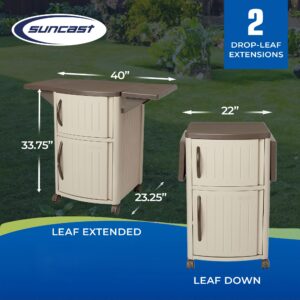 Suncast New Portable Outdoor Patio Prep Serving Station Table & Cabinet (2 Pack)