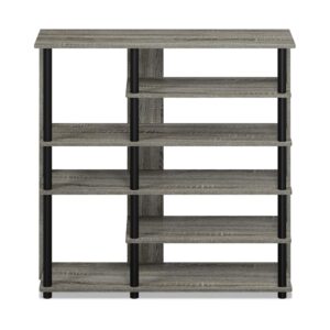 Furinno Turn-N-Tube Multi Storage Shoe Rack, 35.2"W 6-Tier, French Oak Grey/Black