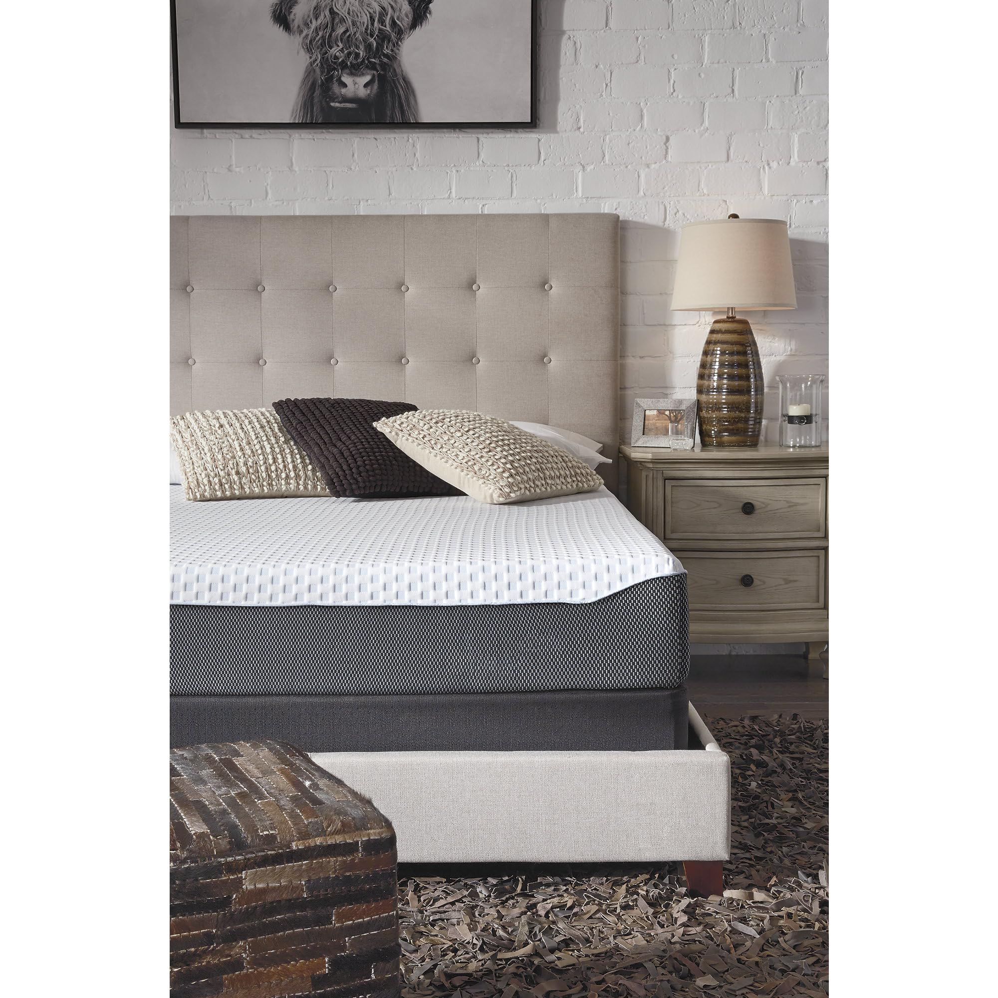 Signature Design by Ashley Twin Size Chime Elite 10 Inch Plush Green Tea & Charcoal Gel Memory Foam Mattress with Micro Cool Cover