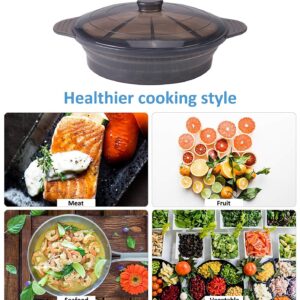 Microwave Steamer Cooker Collapsible Bowl-Silicone Steamer Cookware with Handle Lid for Vegetables Fish Prep Meal Food with Removable Rack BPA Free, Easy to Store, Freezer & Dishwasher Safe, Large