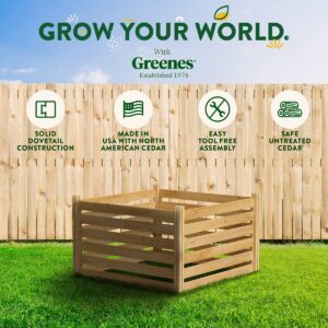 Greenes Fence Cedar Wood Composter, 48" L x 48" W x 31" H / 309.17 gallons - Made in USA with North American Cedar