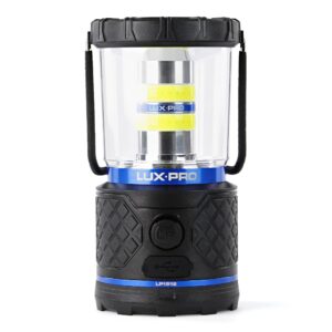 luxpro rechargeable dual-power 1100 lumen led lantern for up to 150 hours of use - camping lantern with built-in power bank - dimmable led light with ipx4 water-resistant rating