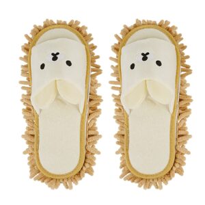 liitrton 1 pair washable mop slippers shoes microfiber chenille reusable dust dirt hair cleaner for office house polishing cleaning (beige)