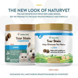 NaturVet Lutein Tear Stain Supplements for Dogs & Cats – Prevents Tear Stains for Dog, Cat Breeds – Includes Oregon Grape Root, Marshmallow Root, Cranberry Extract – 120 Ct.