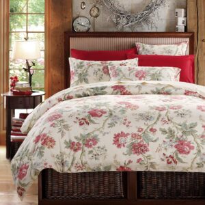 Brandream Eastern Floral Chinoiserie Blossom Print Duvet Quilt Cover King Size Asian Style Botanical Tree Branches Ornamental Drawing 800TC Egyptian Cotton 3pc Bedding Set Peony (King)