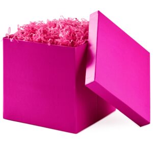 hallmark medium gift box with lid and shredded paper fill (hot pink 7 inch box) for anniversaries, bridal showers, bachelorette, bridesmaids gifts, valentine's day, all occasion