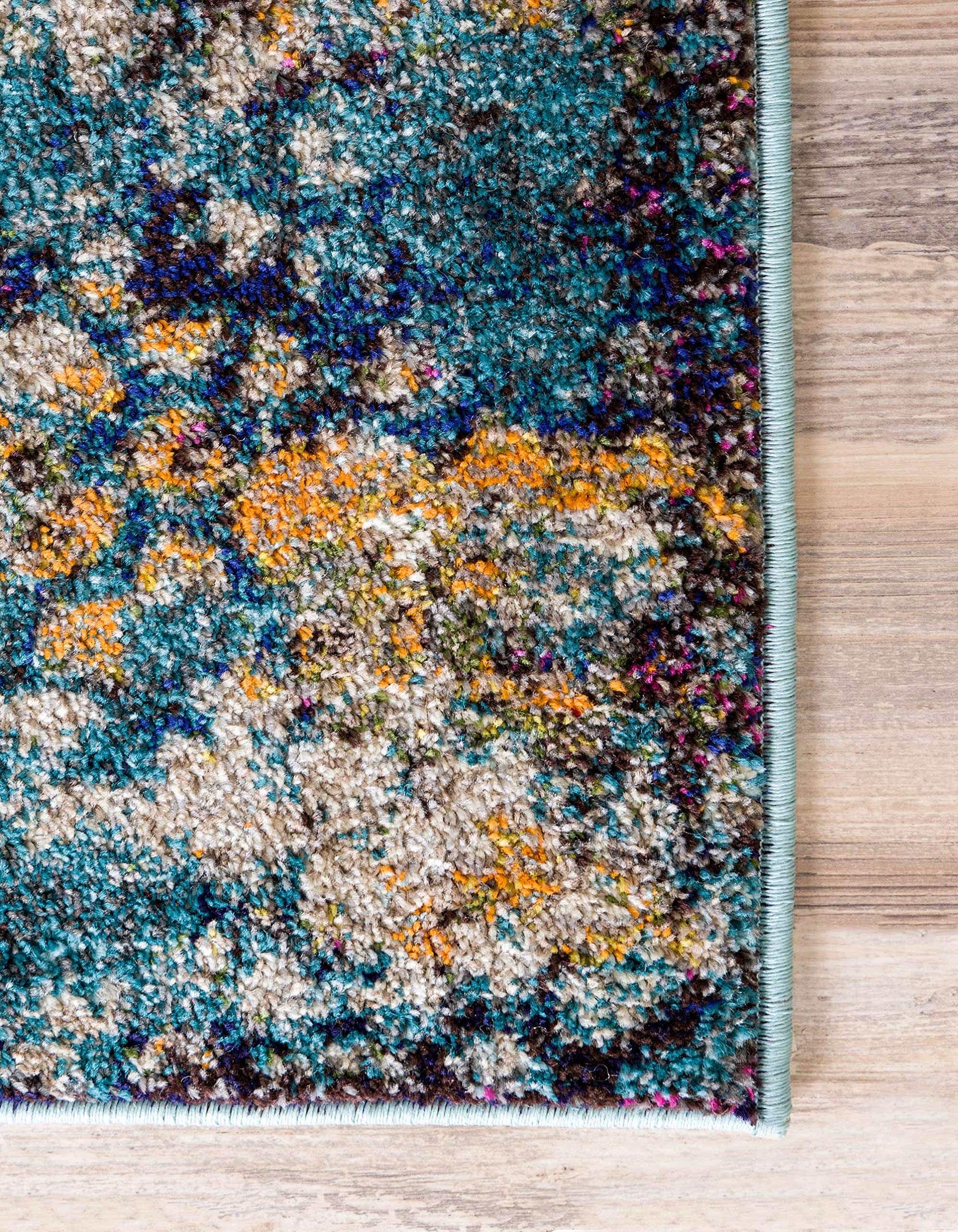 Unique Loom Vita Collection Traditional Over-Dyed Saturated Floral Medallions Area Rug (3' 3 x 5' 3 Rectangular, Turquoise/Ivory)