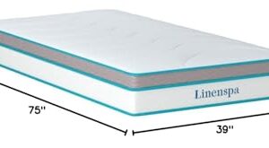 Linenspa 10 Inch Memory Foam and Spring Hybrid Mattress - Medium Feel - Bed in a Box - Quality Comfort and Adaptive Support - Breathable - Cooling - Perfect for a Guest Bedroom - Twin Size